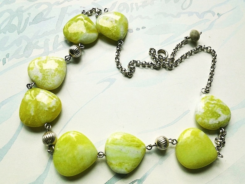 Lemon Jasper Necklace 925 Sterling Silver Necklace - Etsy