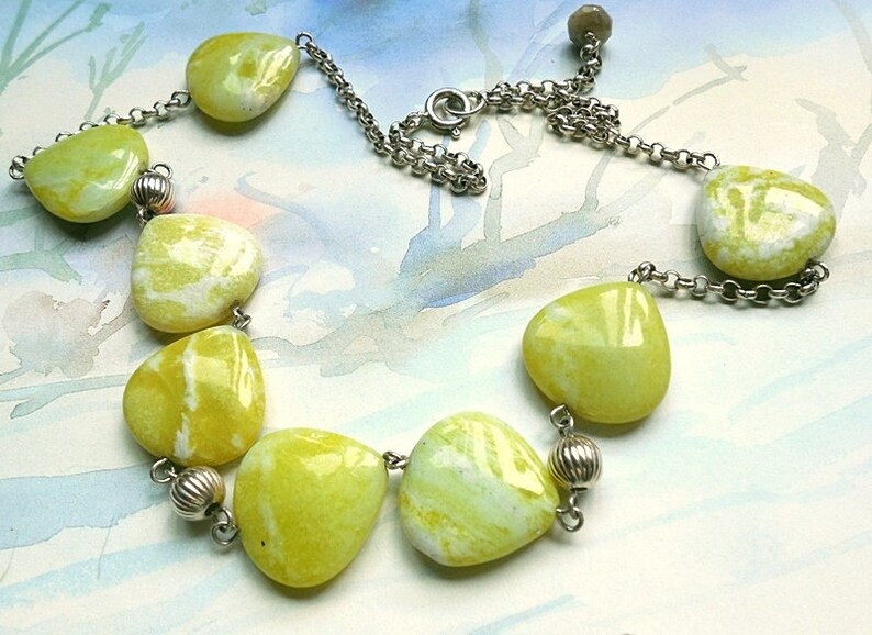 Lemon Jasper Necklace 925 Sterling Silver Necklace - Etsy