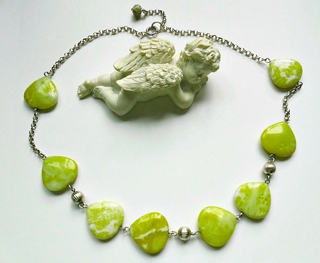 Lemon Jasper Necklace 925 Sterling Silver Necklace - Etsy