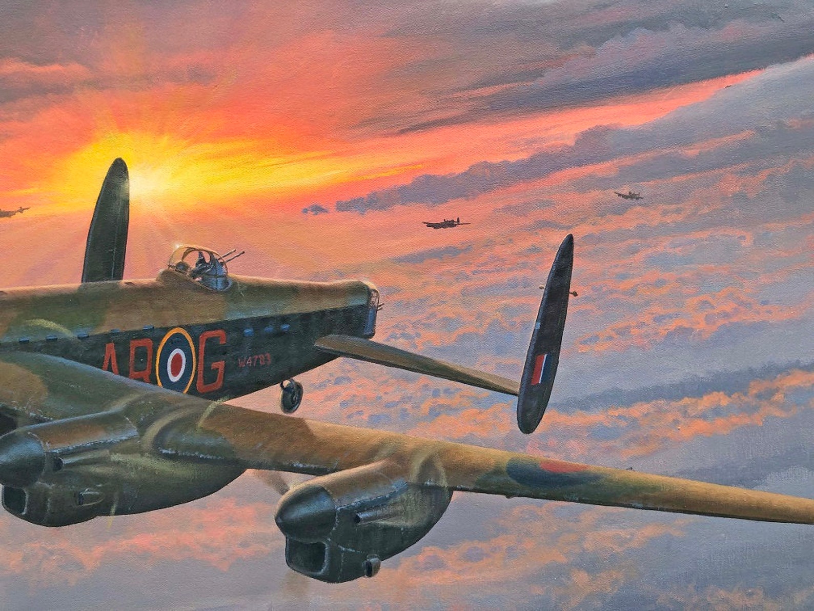 Avro Lancaster Painting, Original Aviation Art, Original Aviation Art ...