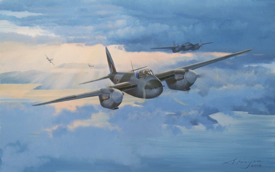 De Havilland Mosquito Painting, Original Aviation Art, Original ...