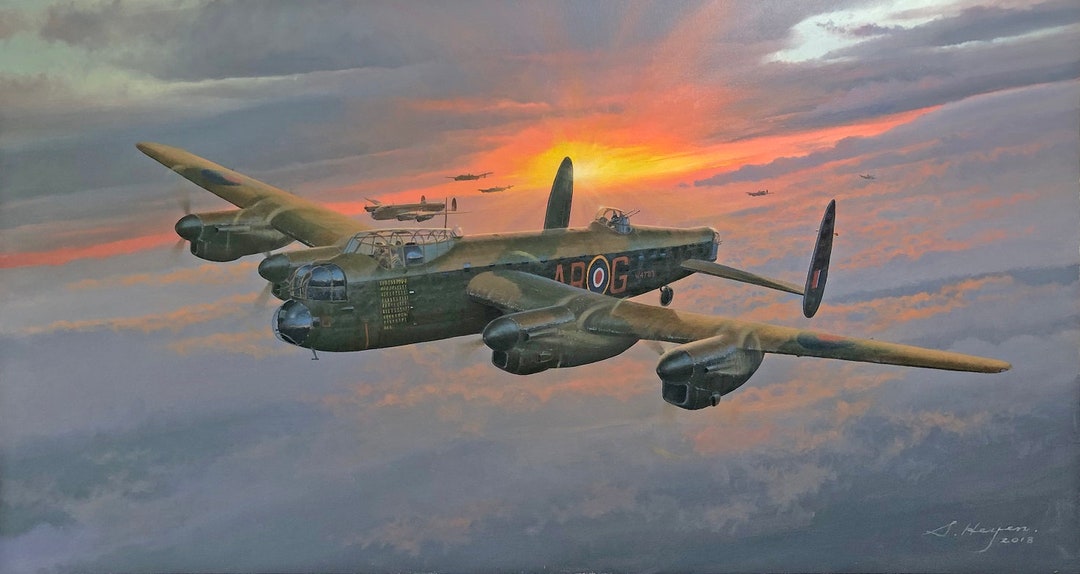Avro Lancaster Painting, Original Aviation Art, Original Aviation Art ...