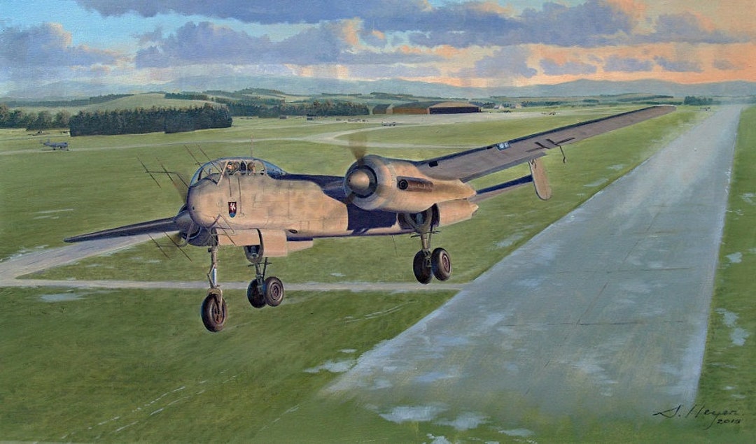 Aviation Art Heinkel He219 Uhu, Original Aviation Art Painting ...