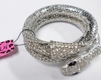Betsey Johnson Gold Plated Snake Wrap Bracelet Sparkly Crystals ...