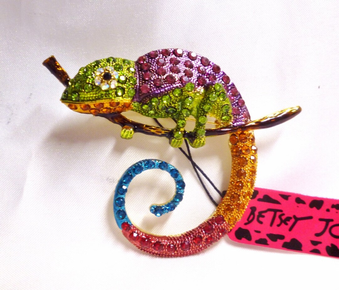 Betsey Johnson Chameleon Lizard Gecko Pin / Pendant Brooch Multi ...