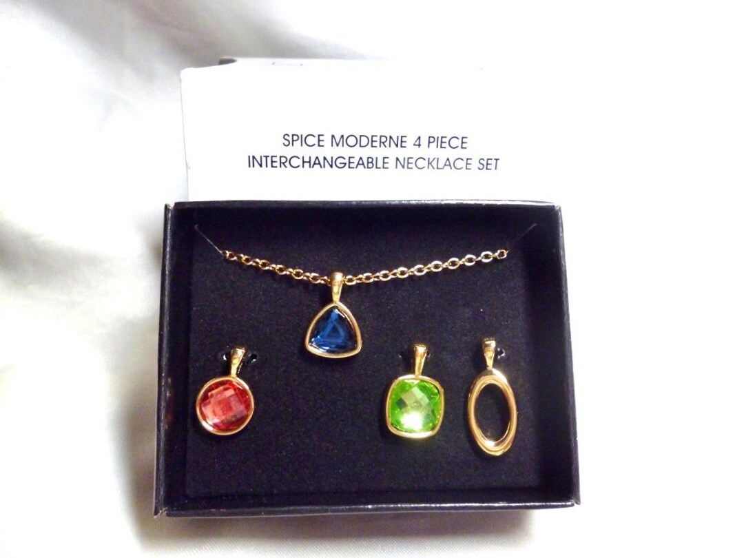 Avon Interchangeable Pendant Necklace "spice Moderne" Pink, Blue, Green ...