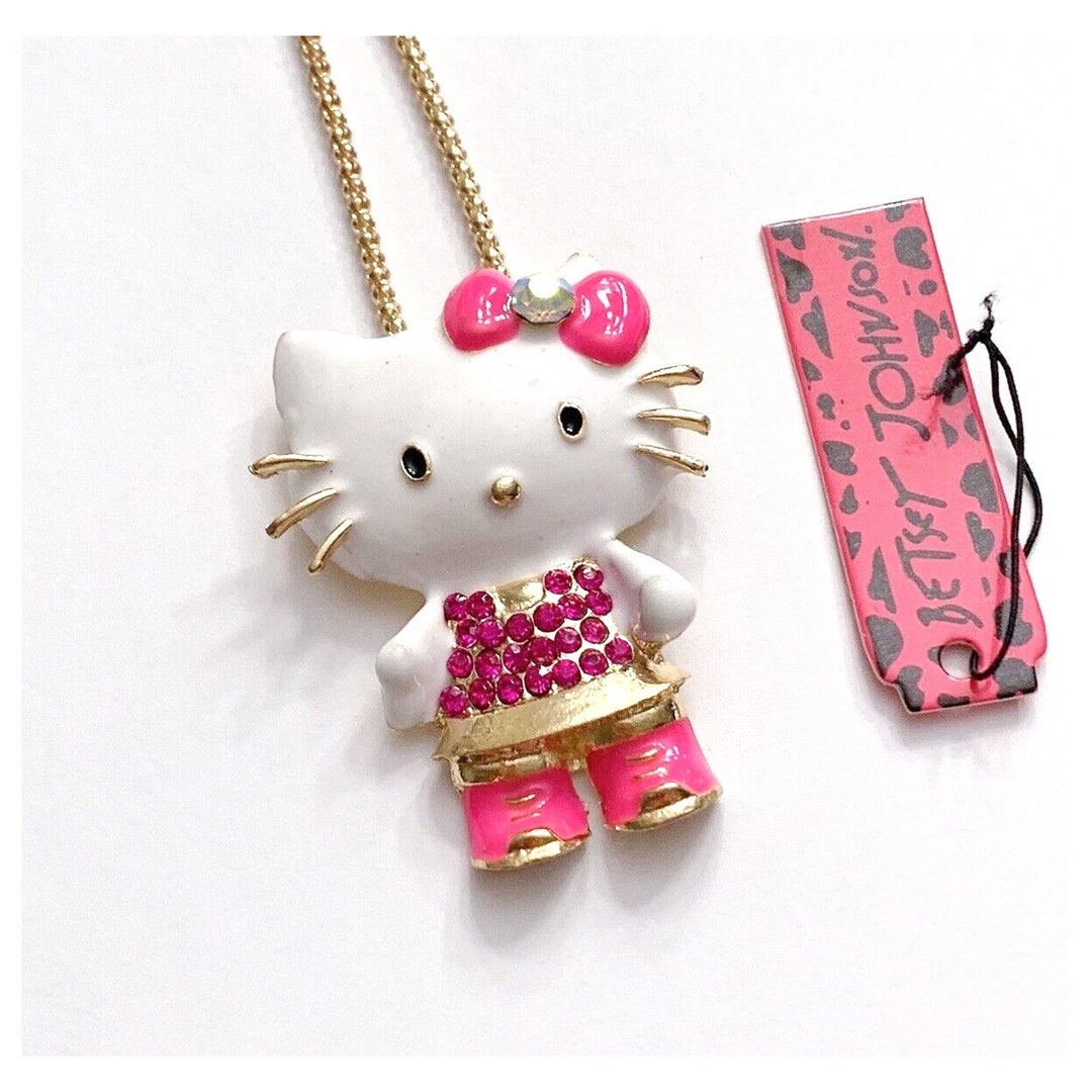 Betsey Johnson Hello Kitty Necklace Fuschia / Purple Crystals + Pink ... Betsey Johnson Hello Kitty Necklace Fuschia / Purple Crystals + Pink ...