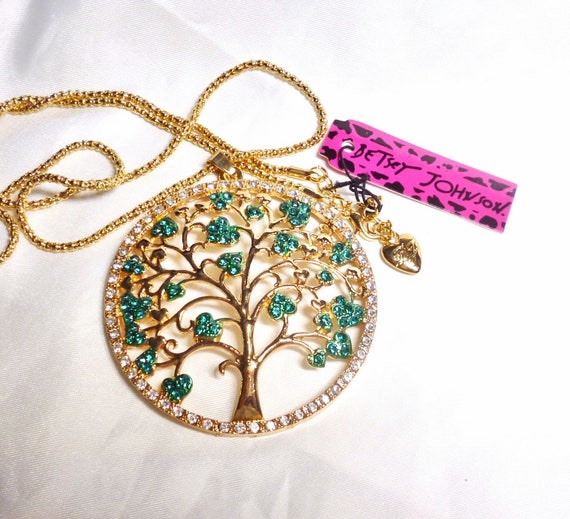 Betsey Johnson Tree of Life Necklace Hope Oak Heart S… - Gem