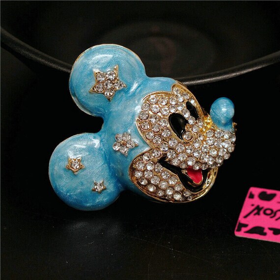 Betsey Johnson Mickey Mouse Necklace / Pin Brooch Blu… - Gem