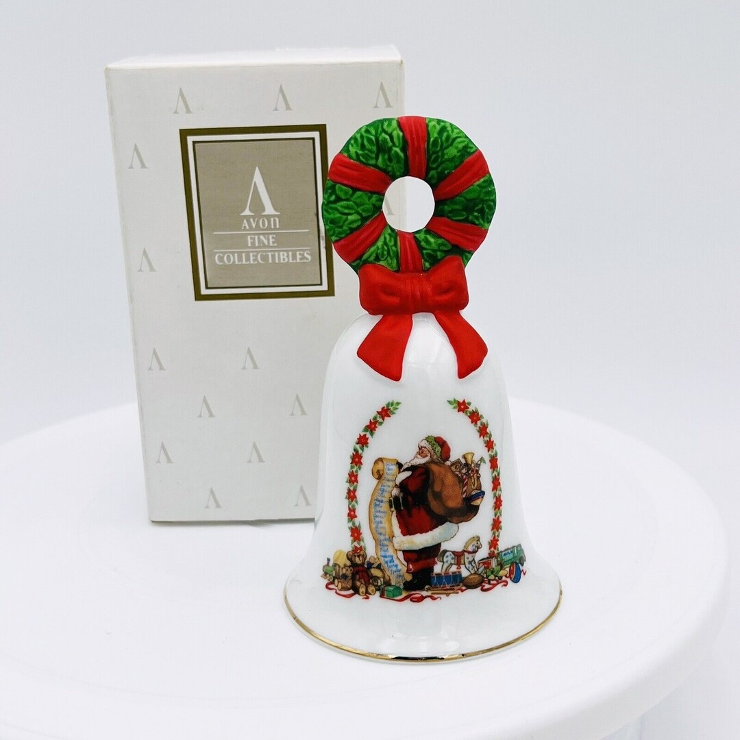 Avon Christmas Bell Making His List & Checking It Twice 1995 Ceramic ...