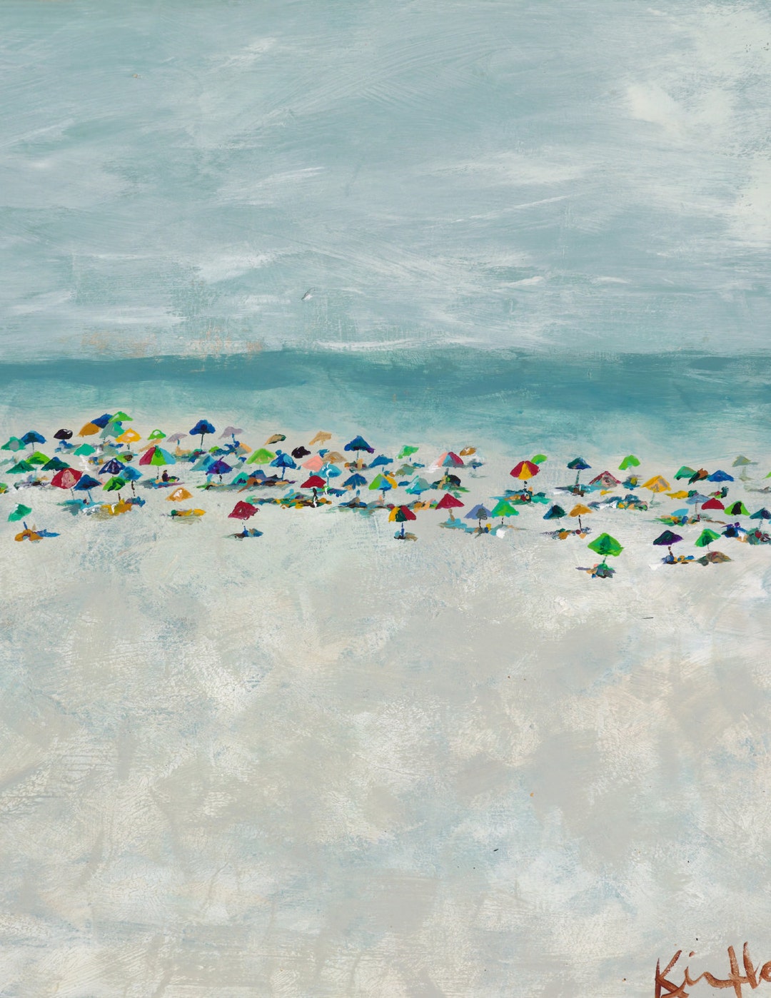 Busy Beach Day, Print of Original Acrylic Painting, by Kim Hovell - Etsy