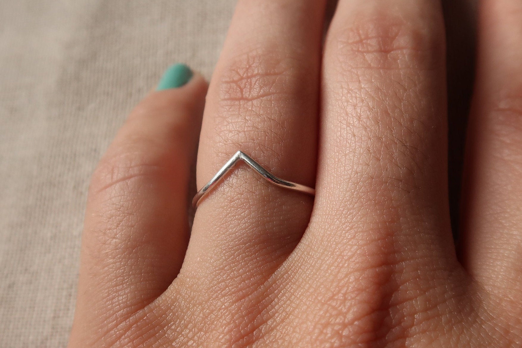 Silver Chevron Ring Triangle Ring Thin Stacking Ring | Etsy