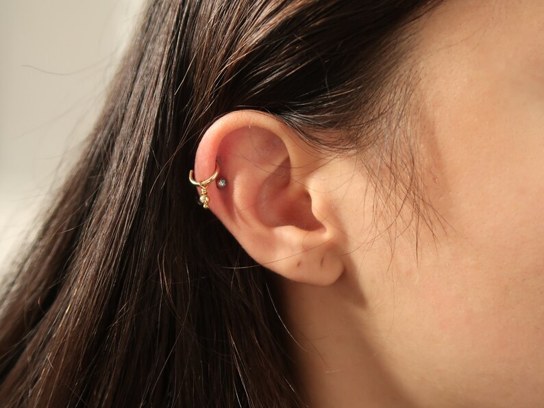 14k Goldfill Helix Hoop Gold Bead Helix Hoop Gold Cartilage Etsy Uk