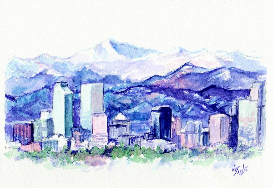 Denver Skyline -giclee Print of Original Watercolor Painting - Etsy