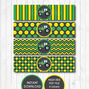 Tractor Water Bottle Labels, Tractor Wrappers, INSTANT DOWNLOAD - Etsy