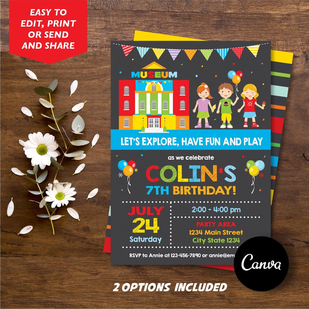 Editable, Children's Museum Birthday Invitation, Science Museum ...
