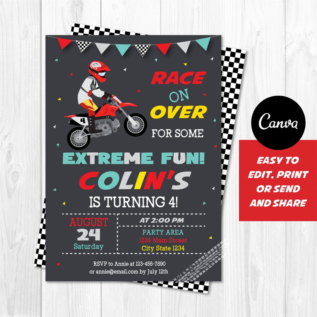 EDITABLE, Motocross Birthday Invitation, Motocross Party, Motocross ...
