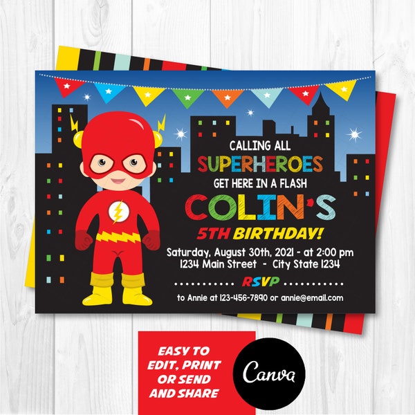 Superhero Invitation - Etsy