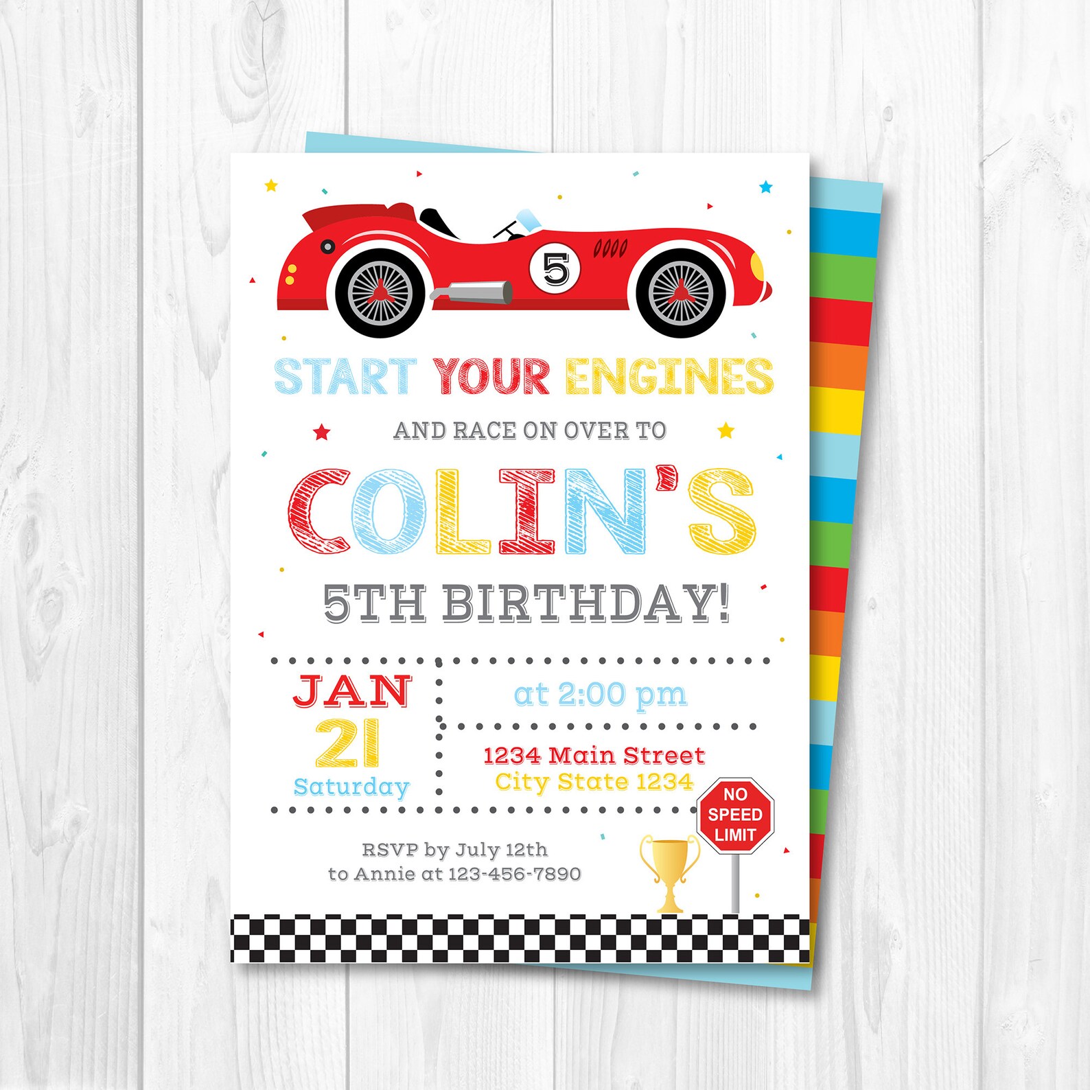 EDITABLE Race Car Birthday Invitation Racing Car Invitation - Etsy