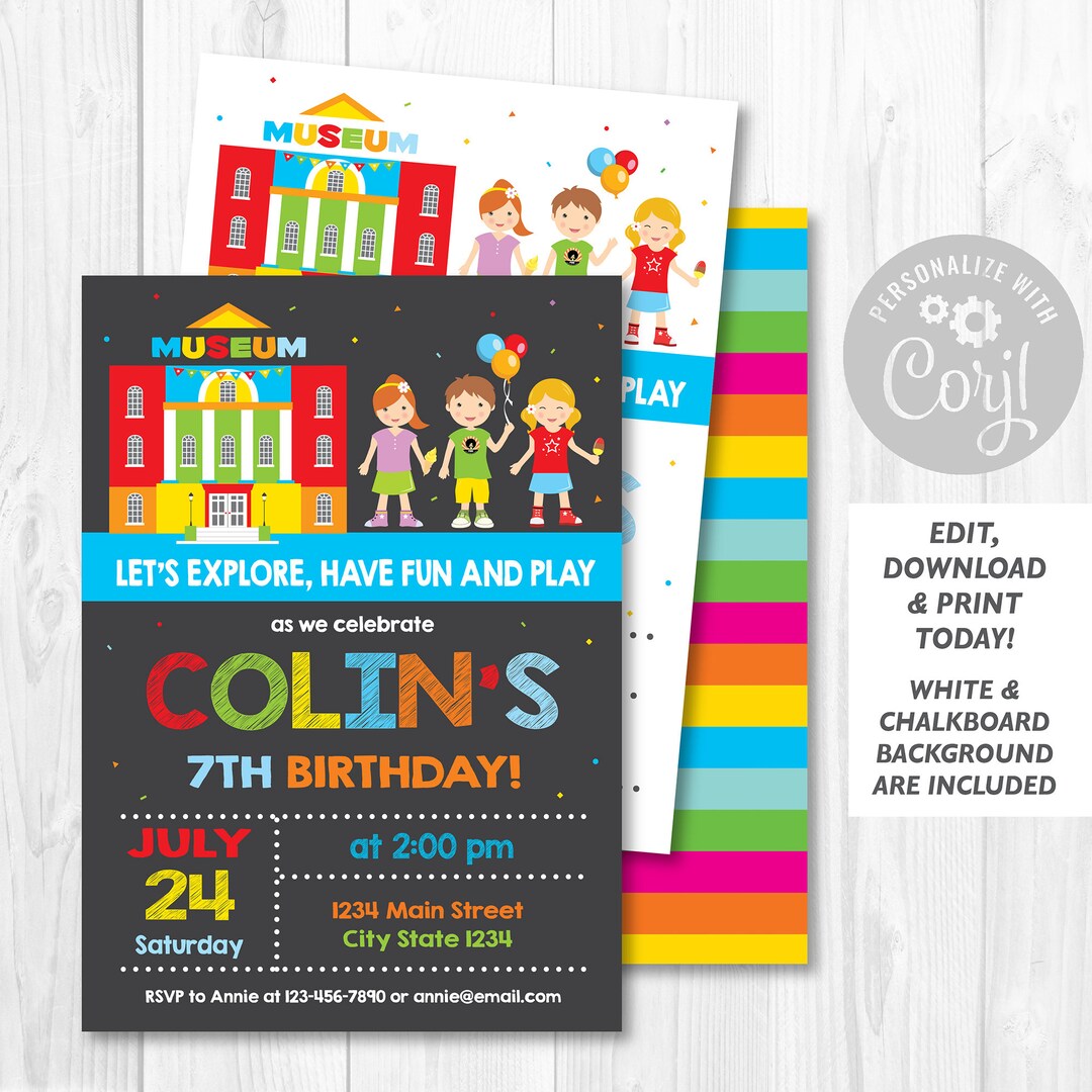 Editable Children's Museum Birthday Invitation Science - Etsy