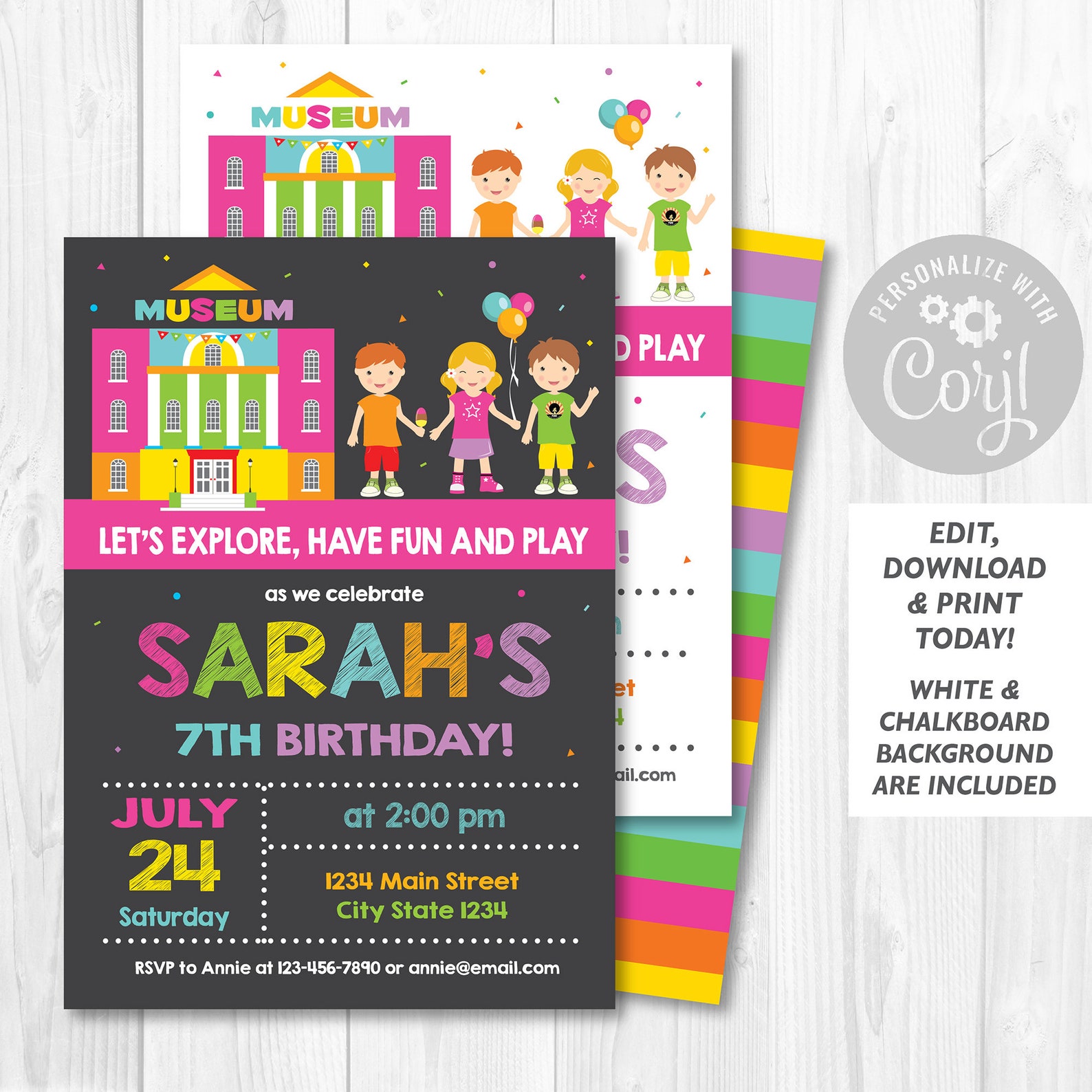 Editable Children's Museum Birthday Invitation Science - Etsy