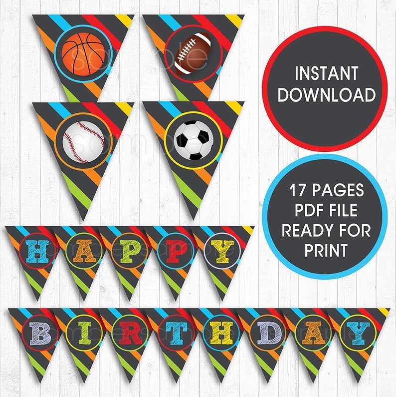 All-star Party Banners All-star Bunting Flags INSTANT | Etsy