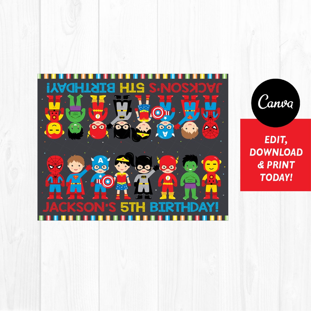 Editable, Superhero Bag Toppers, Superhero Party Favor, Superhero ...