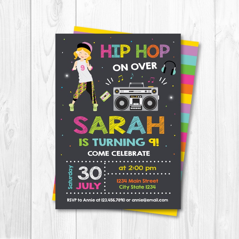 Editable Hip Hop Birthday Invitation Dance Party Dancing | Etsy