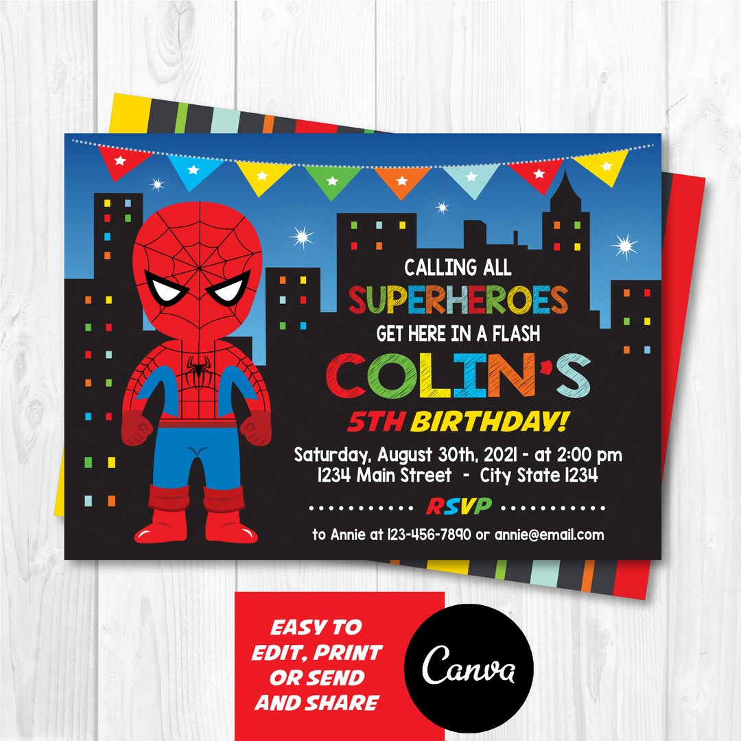 Editable, Superhero Birthday Invitation, Superhero Party, Superhero ...
