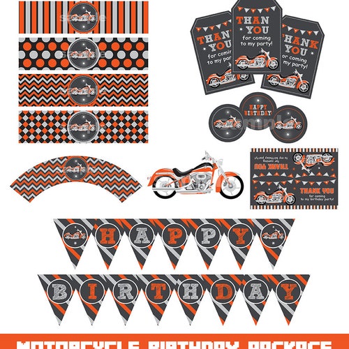 Motorcycle Birthday Party Package Digital Printable - Etsy