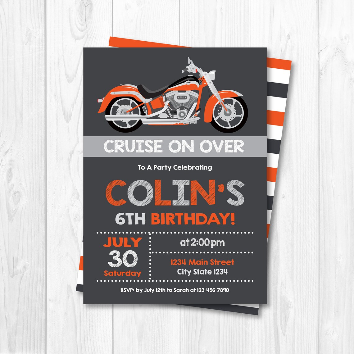 Editable Motorcycle Birthday Invitation Motorcycle Party | Etsy