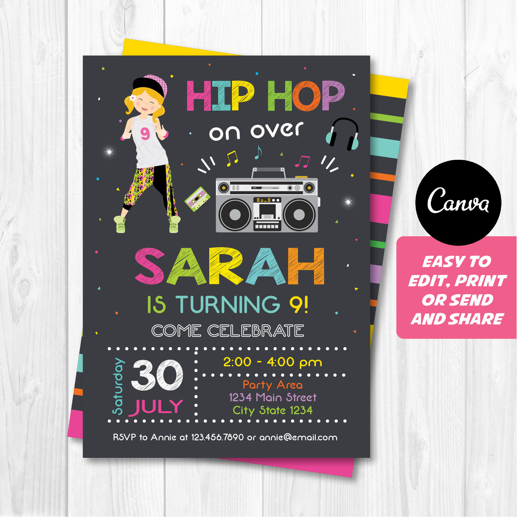 Editable Invitación de cumpleaños de Hip Hop Fiesta de - Etsy México