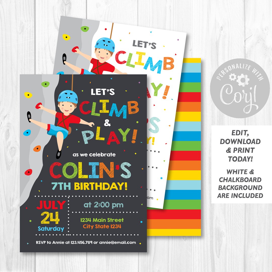 Editable Rock Climbing Birthday Invitation Rock Climbing - Etsy