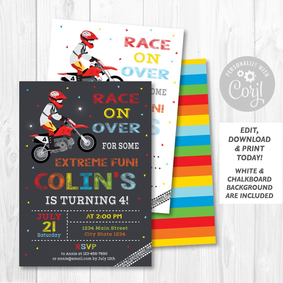 EDITABLE Motocross Birthday Invitation Motocross Party - Etsy