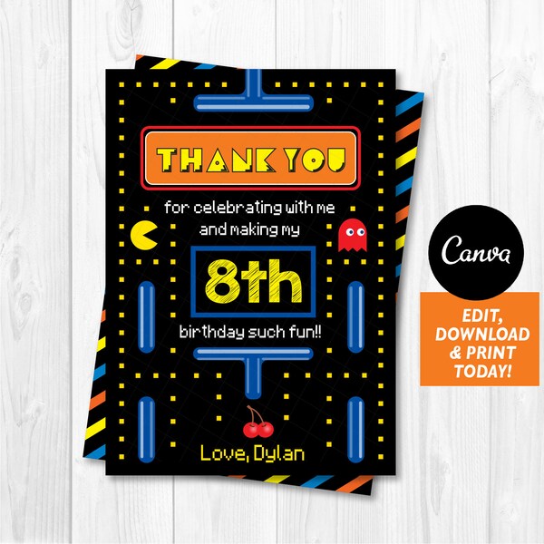 Arcade Thank You Card - Etsy