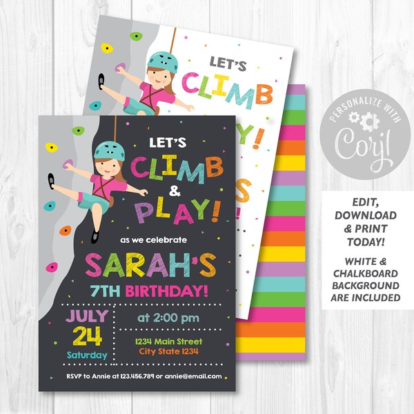 Climbing Party Invitation - Etsy