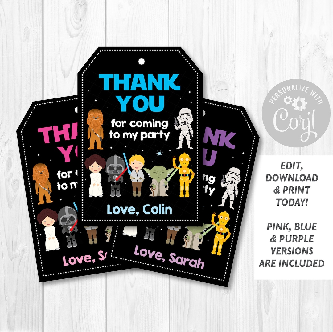 Editable Star Wars Favor Tags Star Wars Birthday Star Wars - Etsy