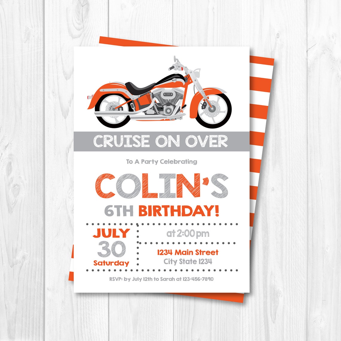 Editable Motorcycle Birthday Invitation Motorcycle Party | Etsy