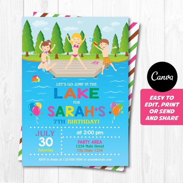 Lake Birthday Party Invitation - Etsy