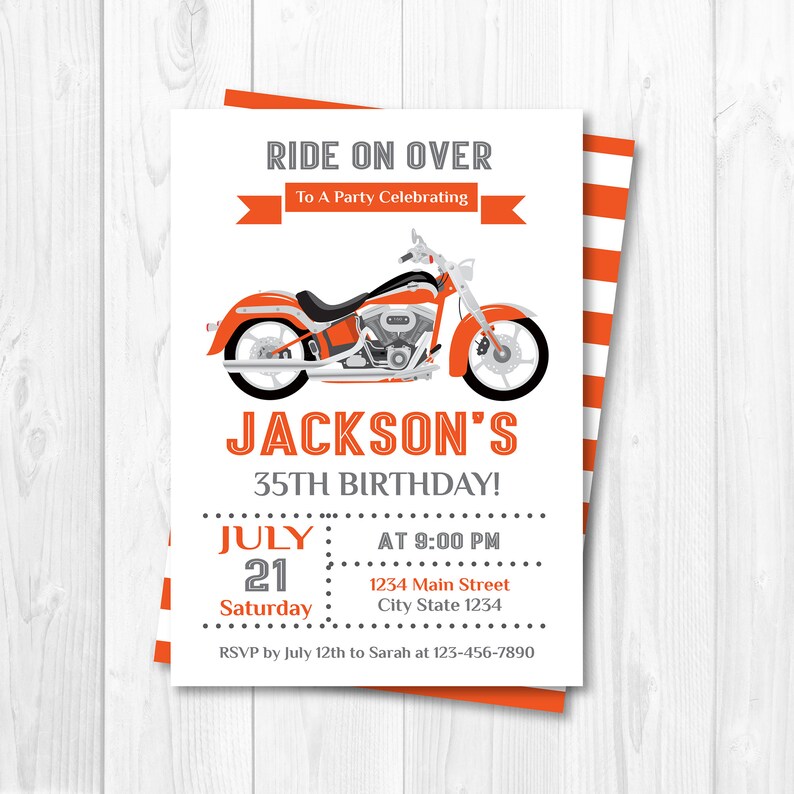 Editable Motorcycle Birthday Invitation Motorcycle Party - Etsy