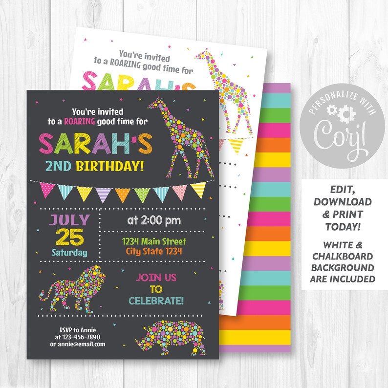 Editable Safari Birthday Invitation Safari Party Corjl - Etsy