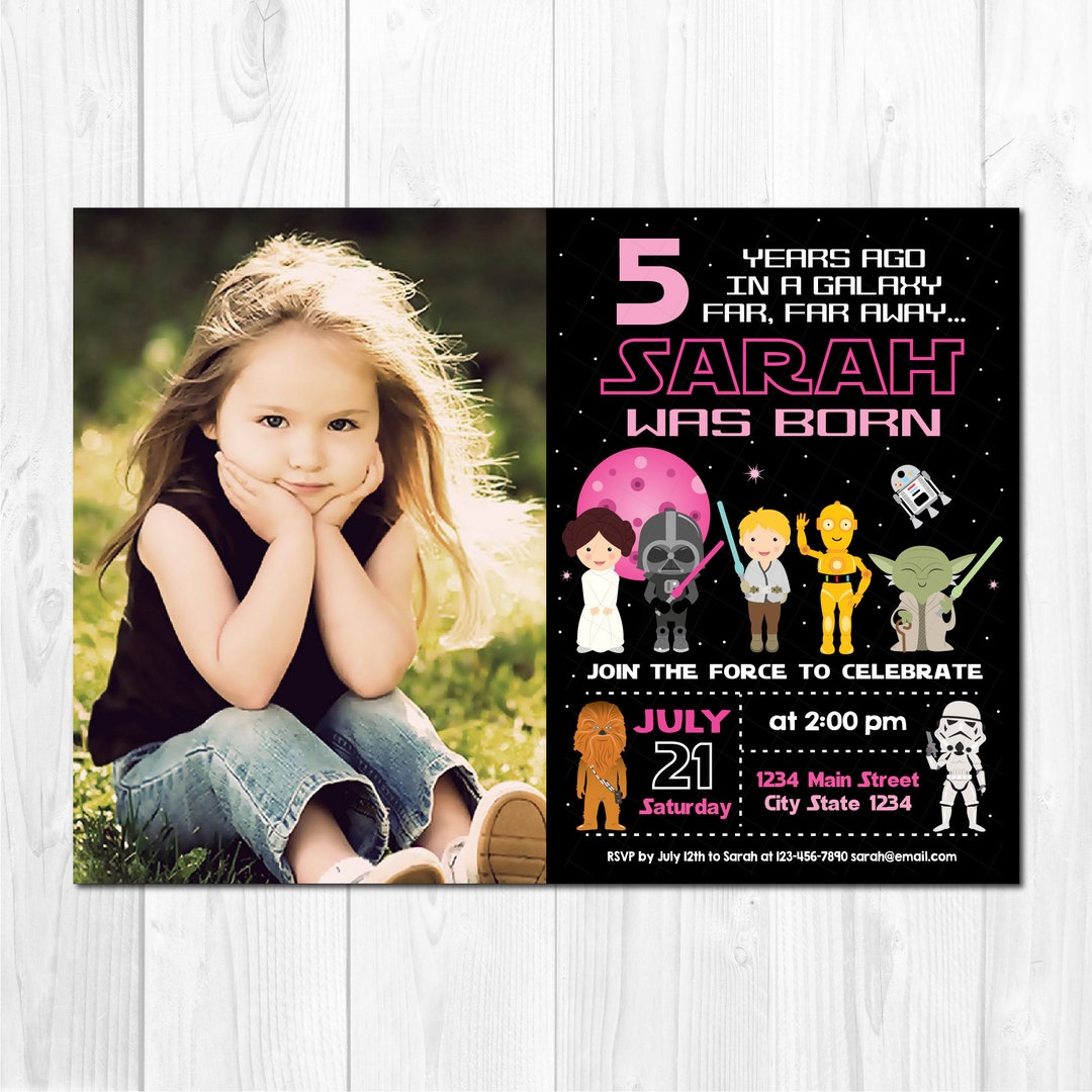Star Wars Birthday Invitation, Star Wars Party, Custom Photo Invitation ...