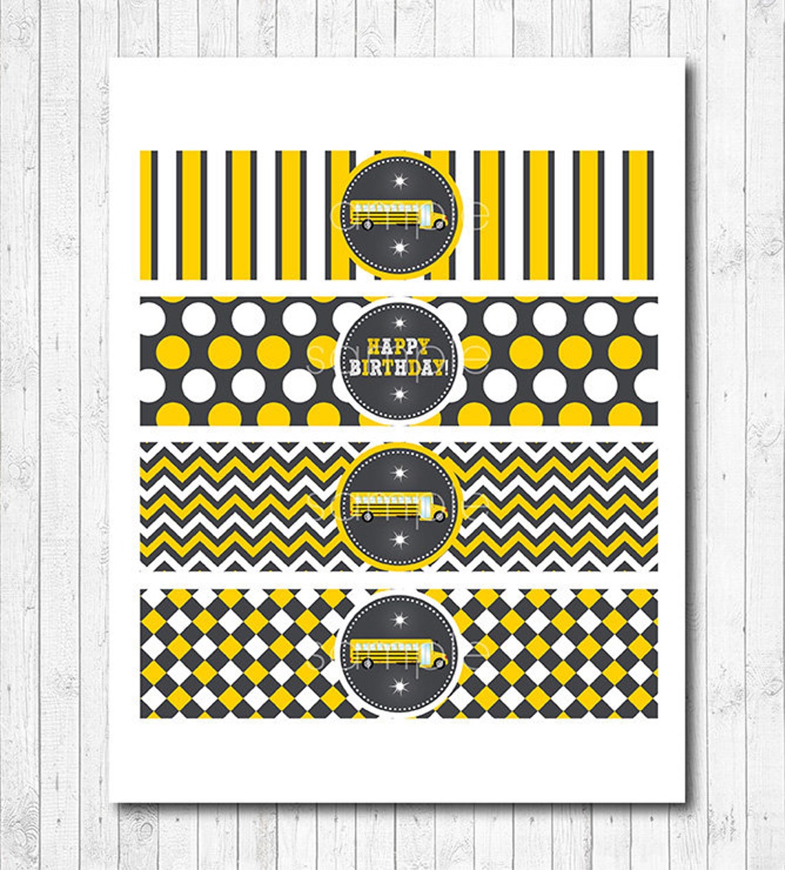 School Bus Water Bottle Labels School Bus Wrappers INSTANT - Etsy