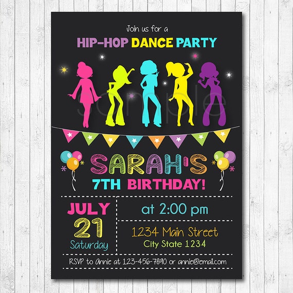 Girls Dance Party Invitations Digital
