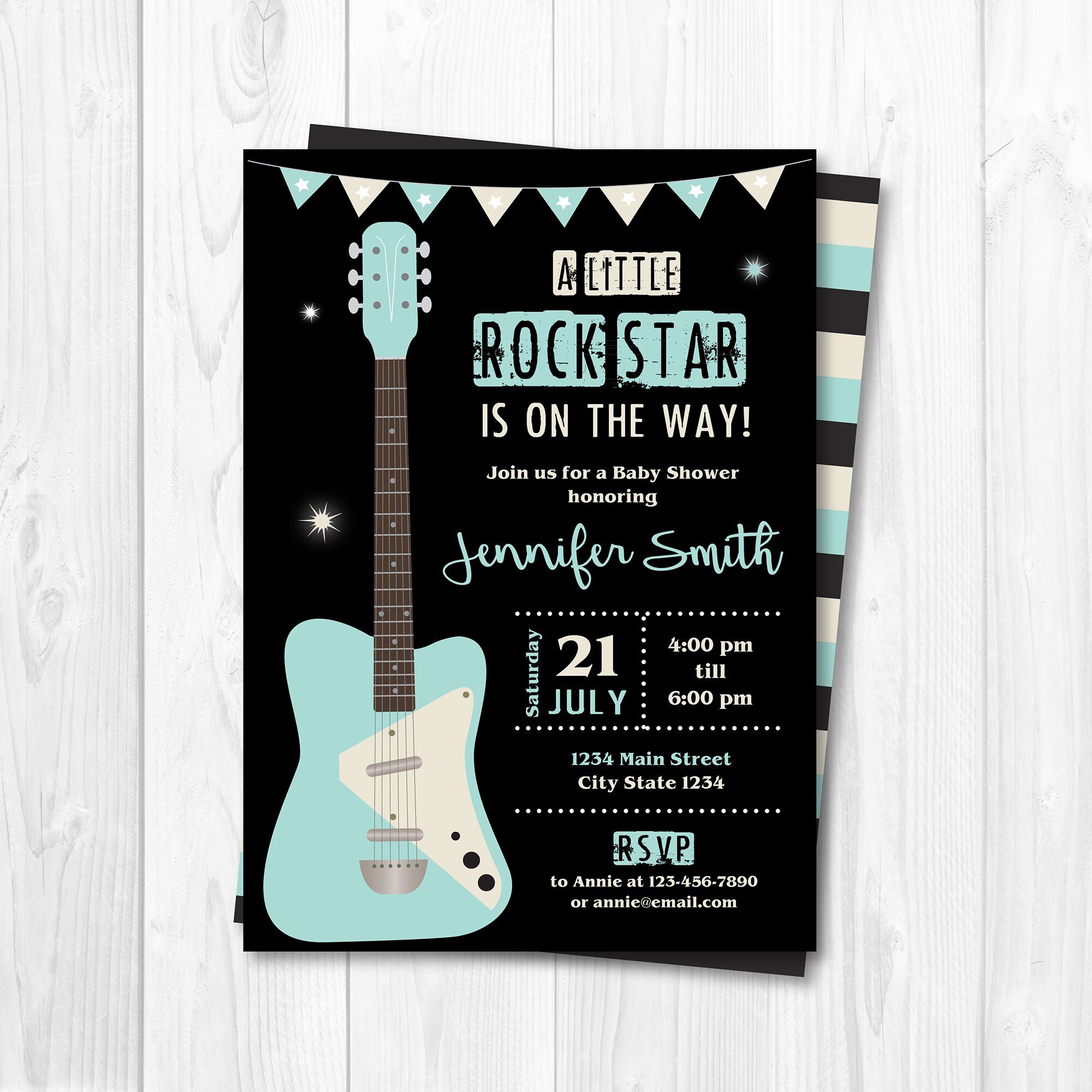Rock And Roll Baby Shower Invitations