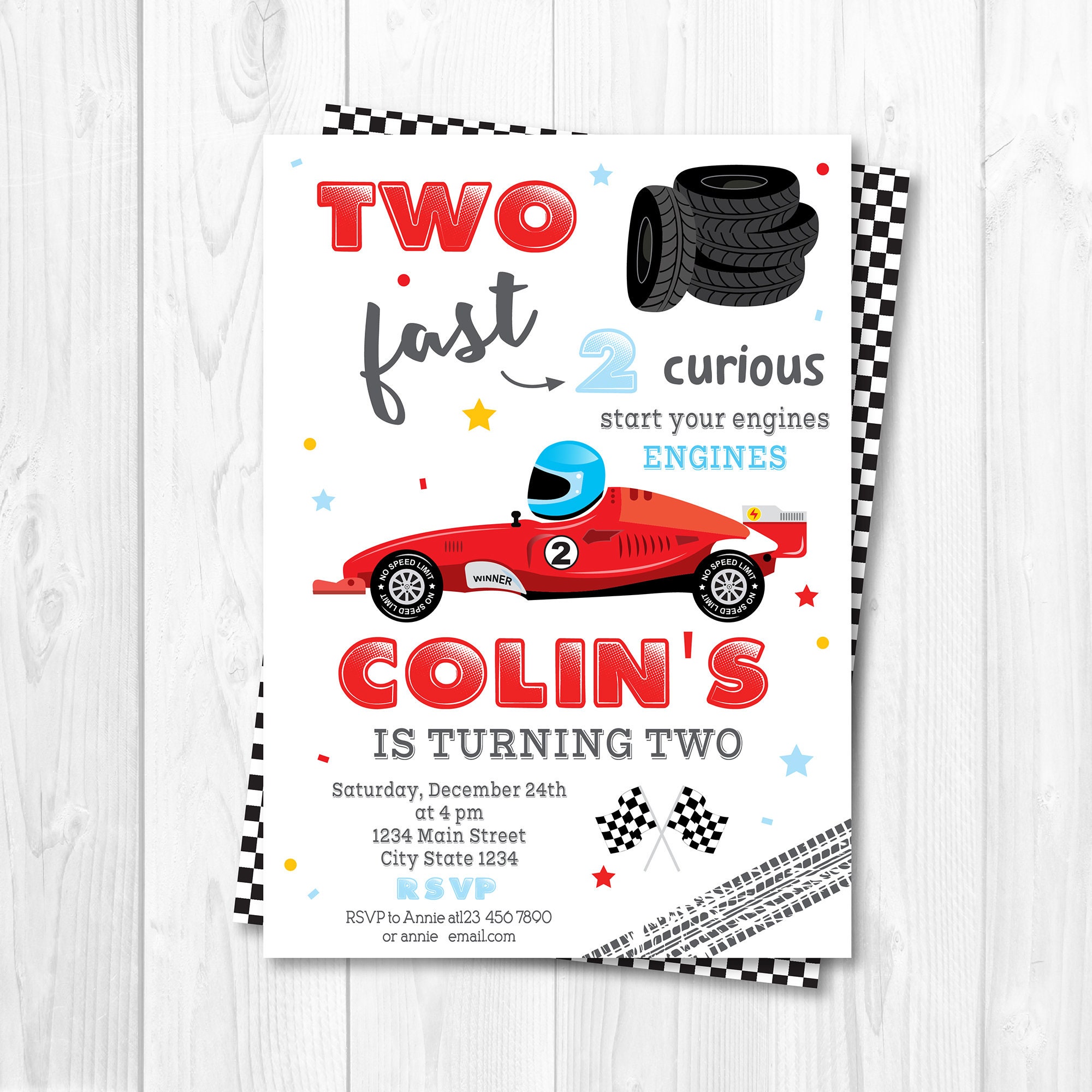 Paper & Party Supplies Self editable Chalkboard Race Car Party Corjl ...