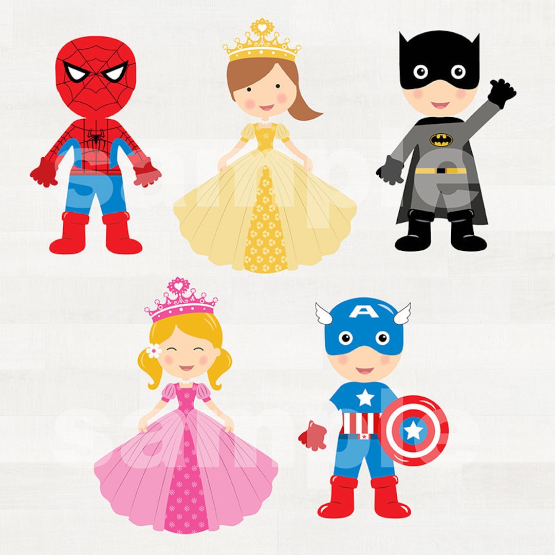 Superheroes and Princesses Centerpieces, Superhero Wall Decor, Princess ...