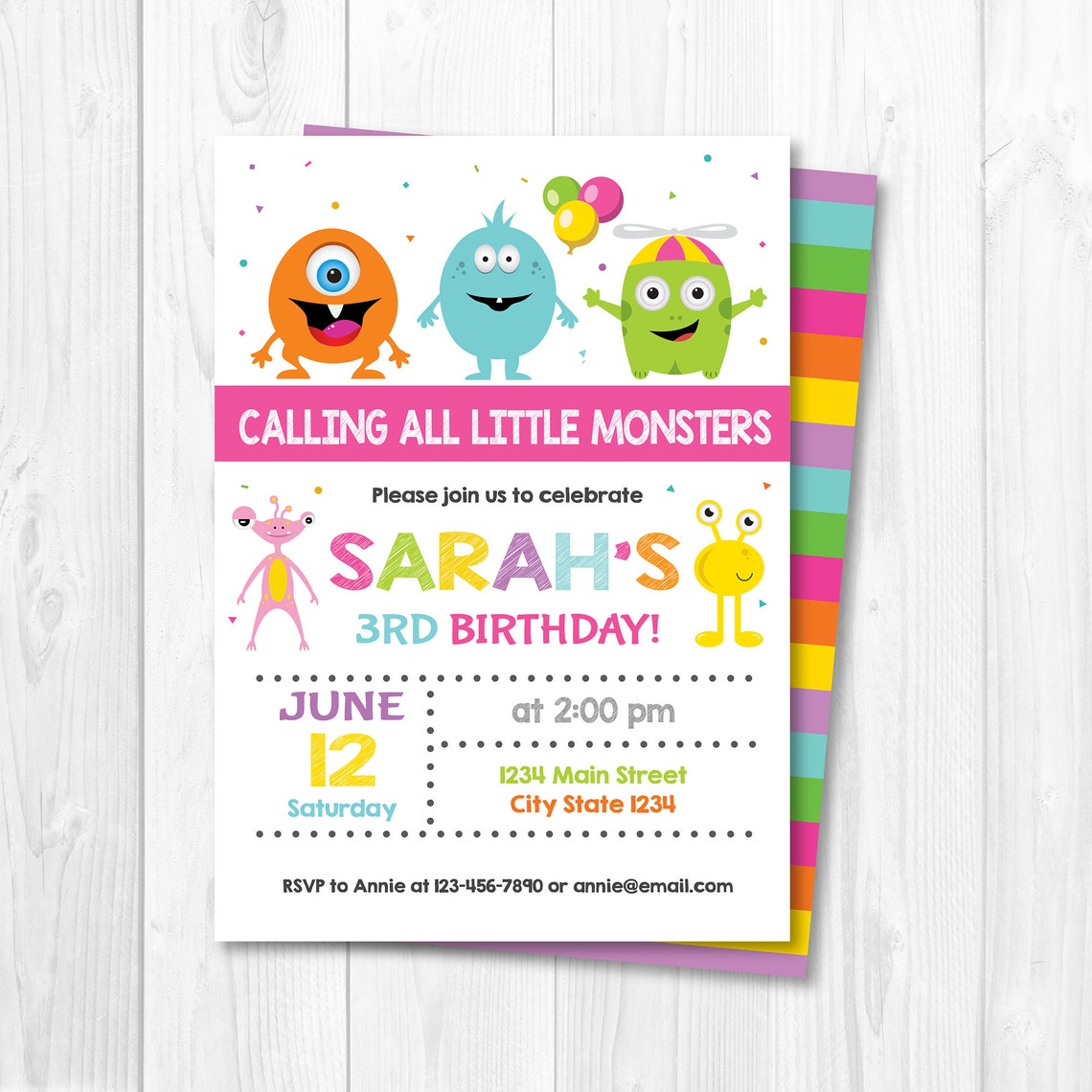 Editable Monsters Birthday Invitation Monsters Party Corjl - Etsy