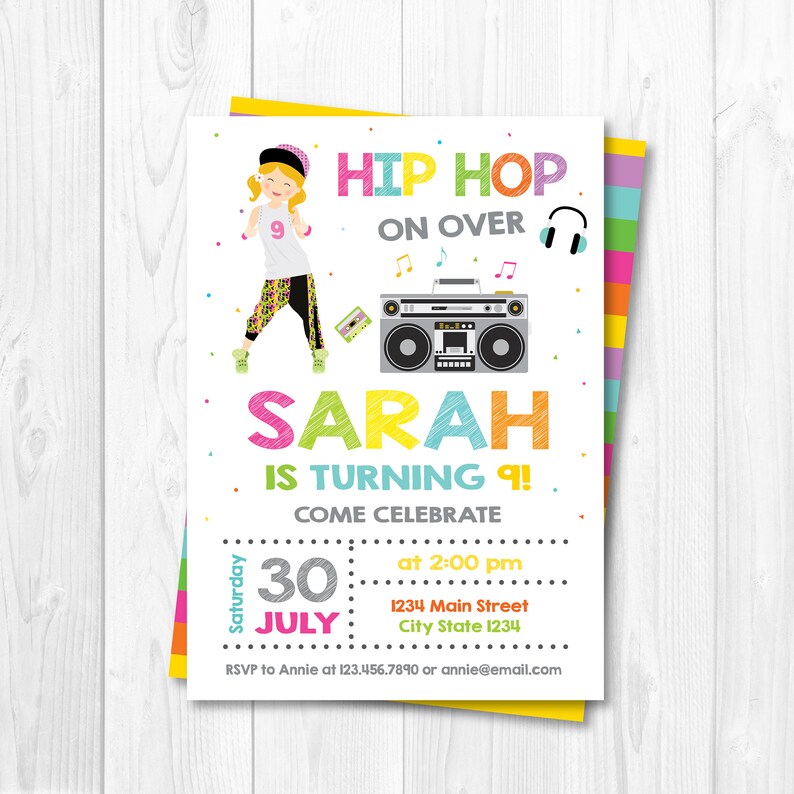 Editable Hip Hop Birthday Invitation Dance Party Dancing | Etsy