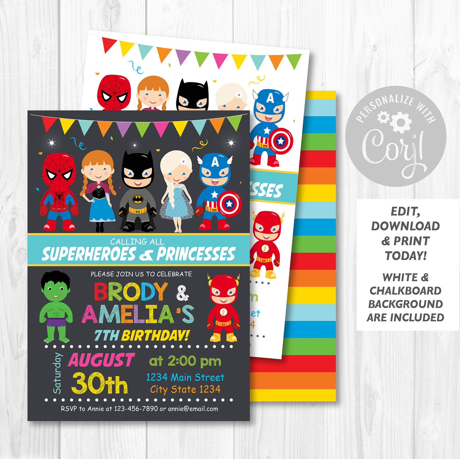 Editable Superheroes and Frozen Invitation Superheroes | Etsy